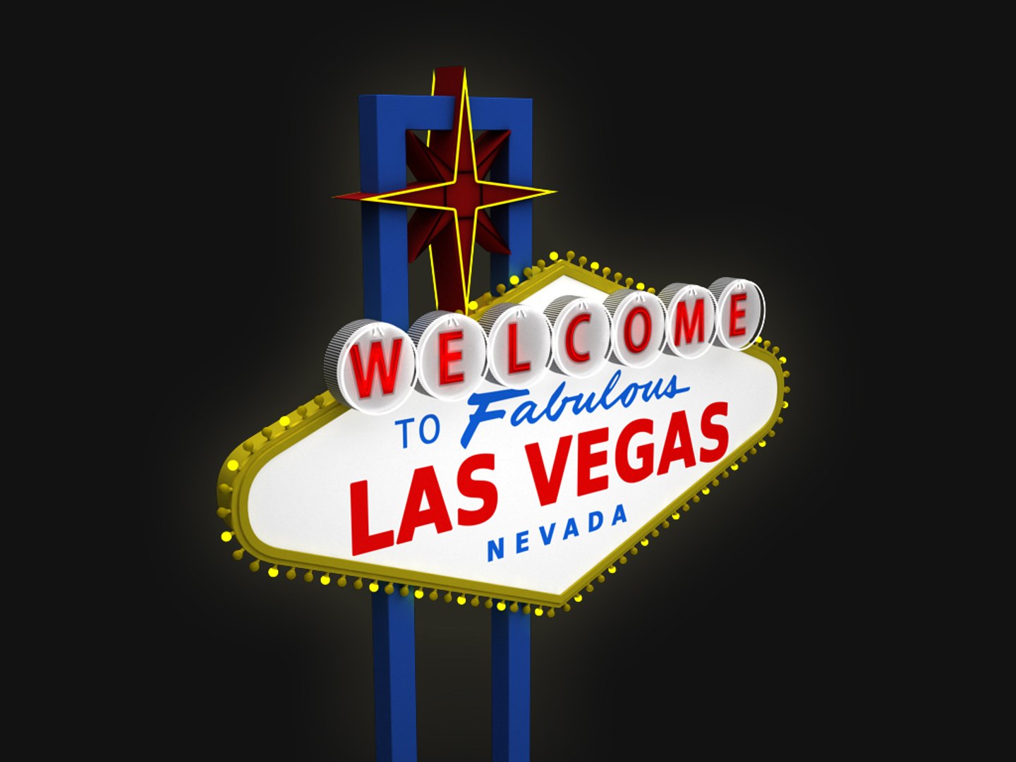 Las Vegas Welcome Sign 3d Model