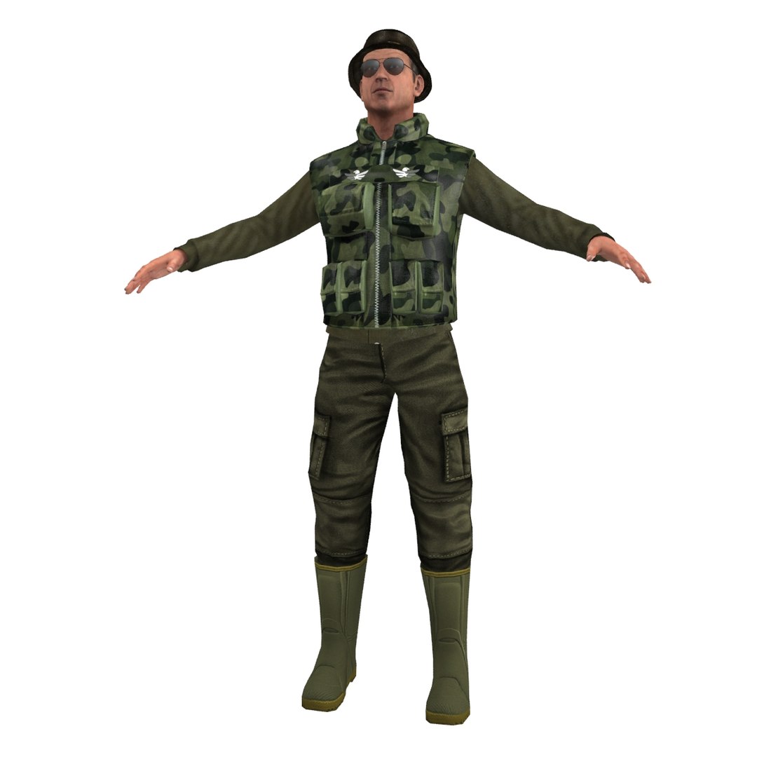 3d rigged fisherman 4 model