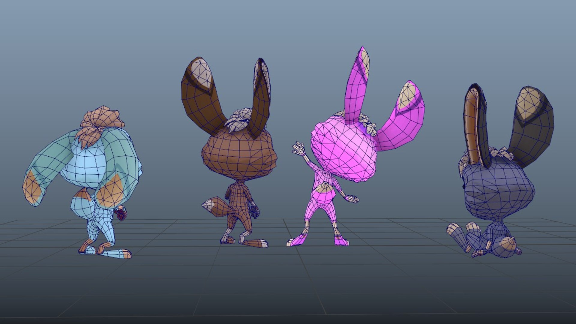 3D Cartoon Hares Pack Animations Model - TurboSquid 1634938