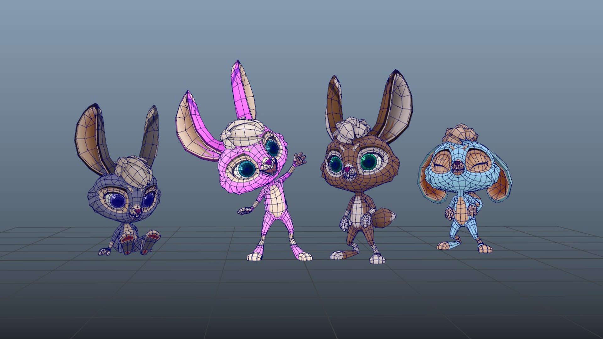 3D Cartoon Hares Pack Animations Model - TurboSquid 1634938