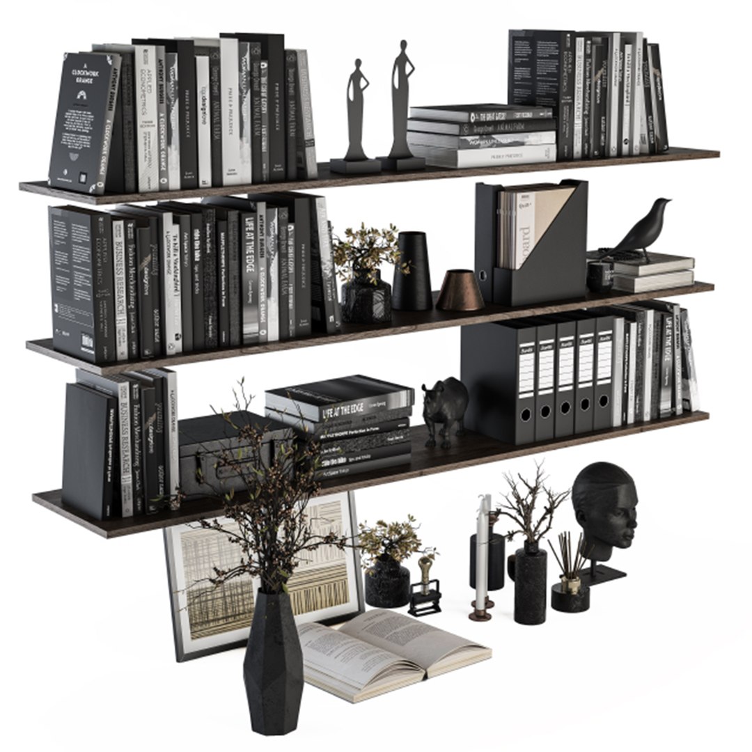 Decorative Set On Shelves And Decor Objects 3D - TurboSquid 2219276