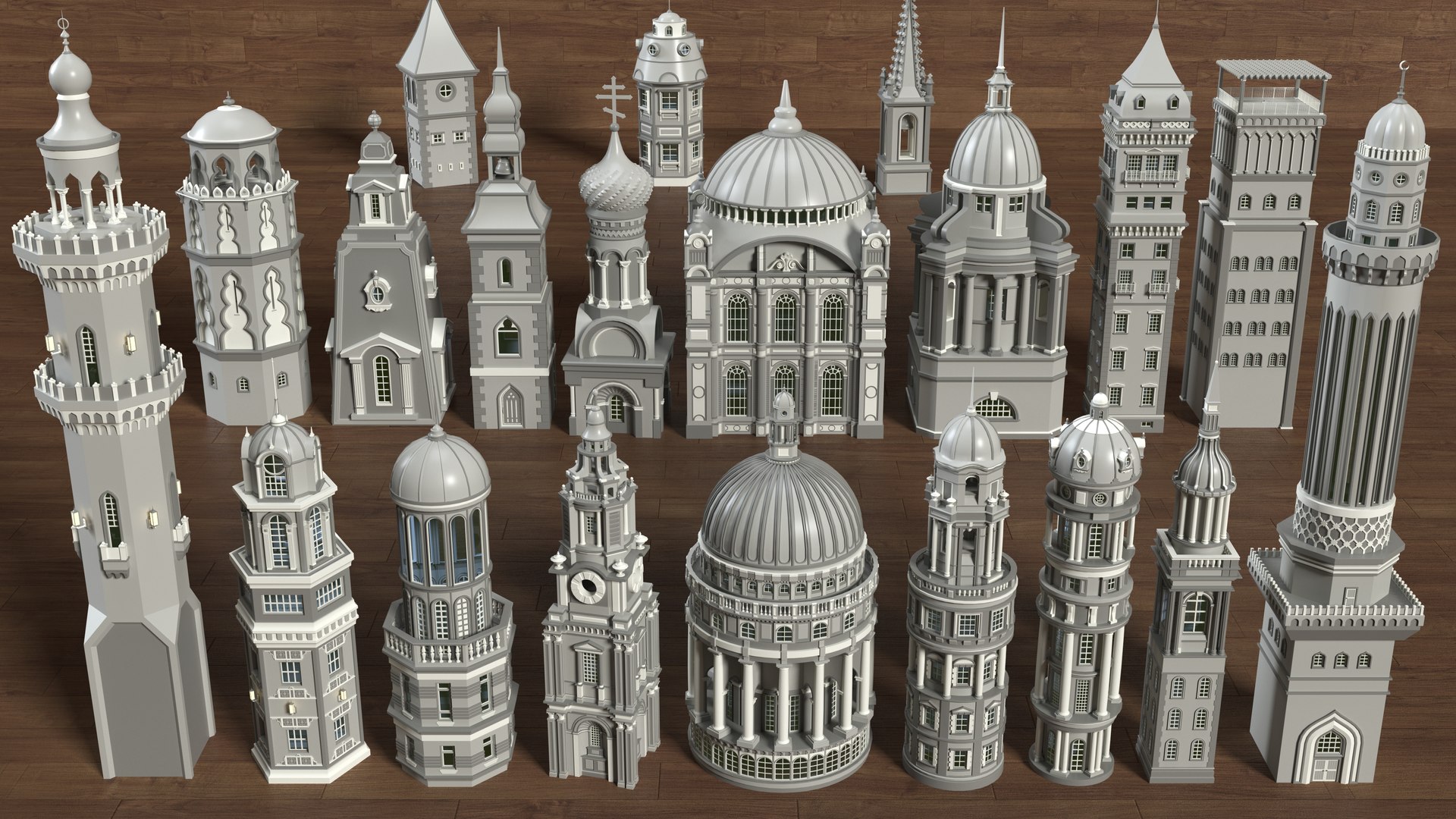 3D Model Building Towers Collection 2 - 20 Pieces - TurboSquid 2181000