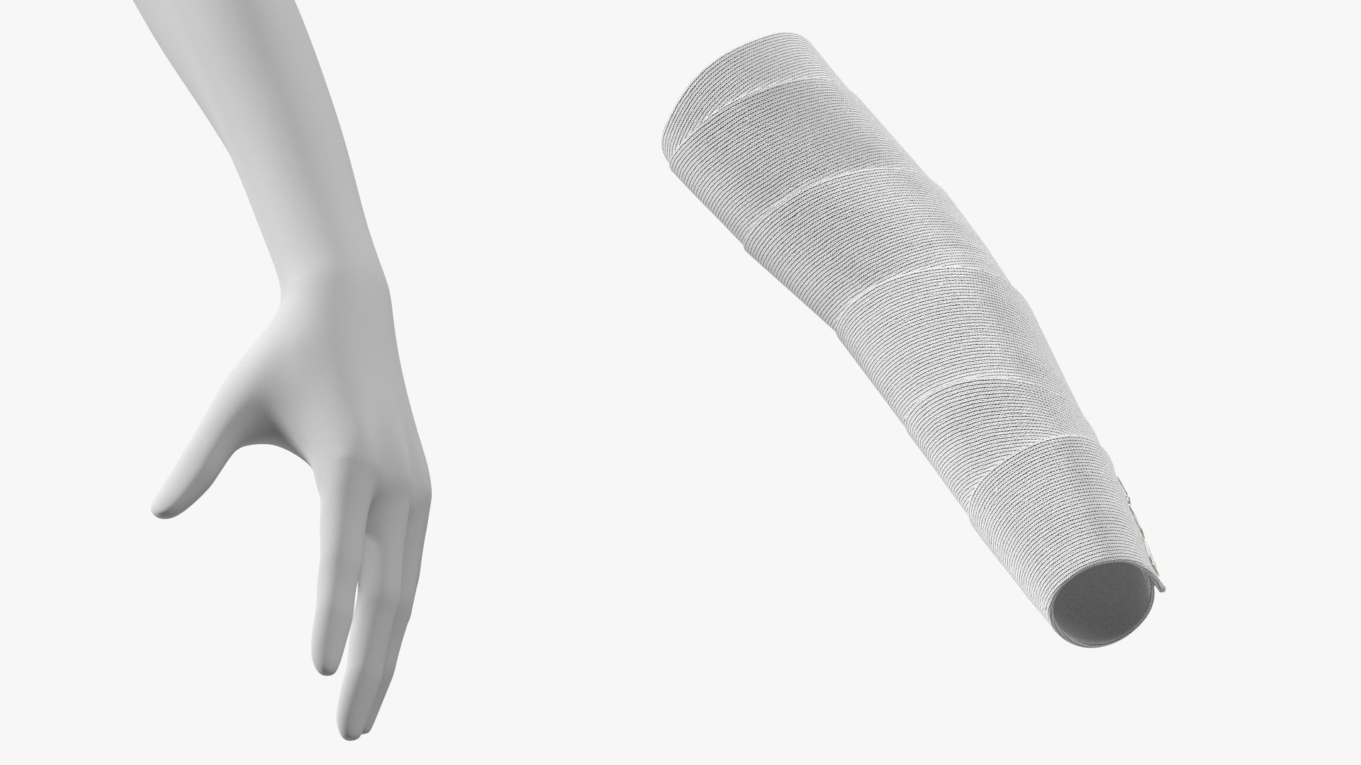 3D Elastic Bandage White With Clamps Wrapped Around Hand On Mannequin ...