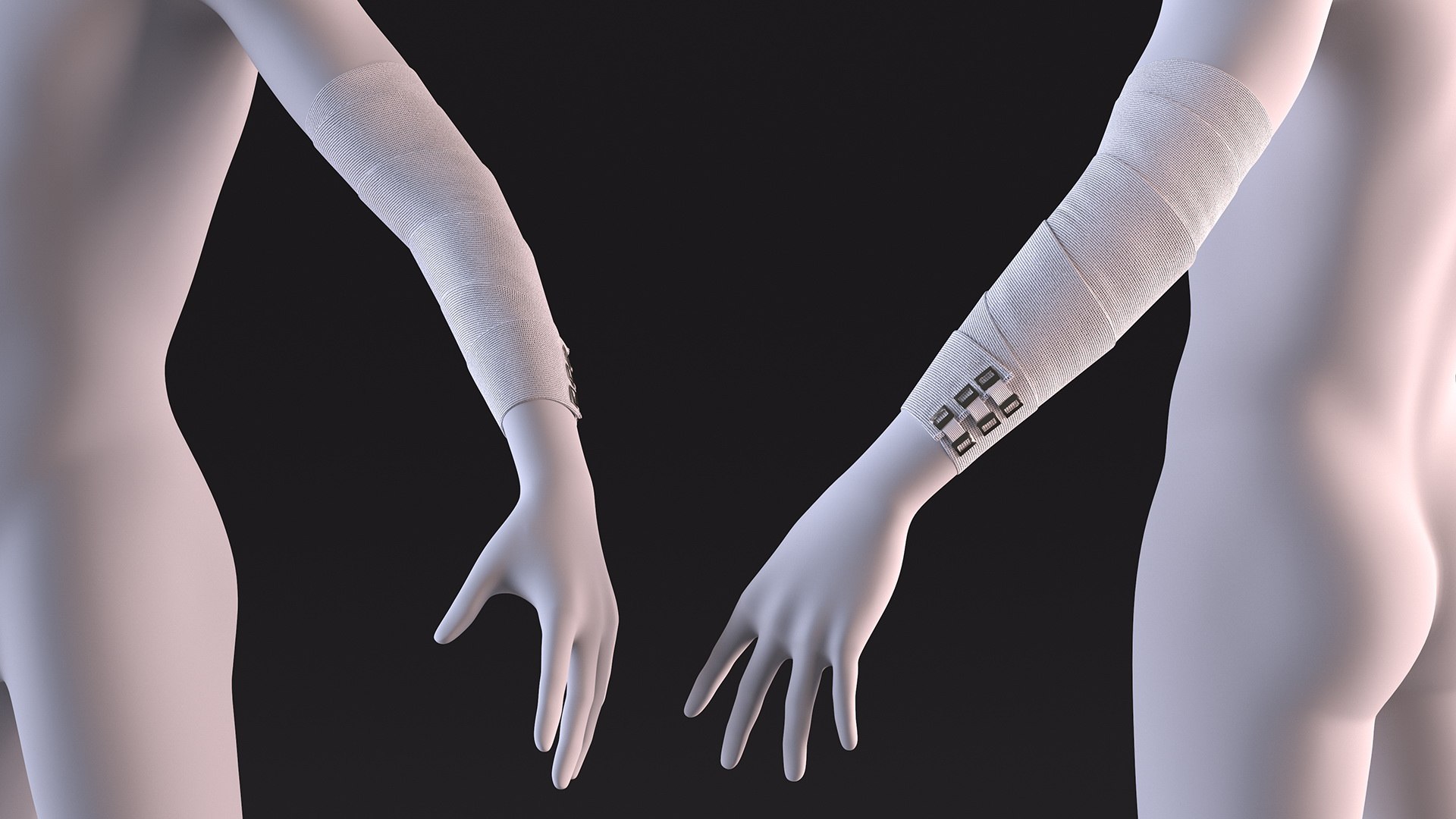 3D Elastic Bandage White With Clamps Wrapped Around Hand On Mannequin ...