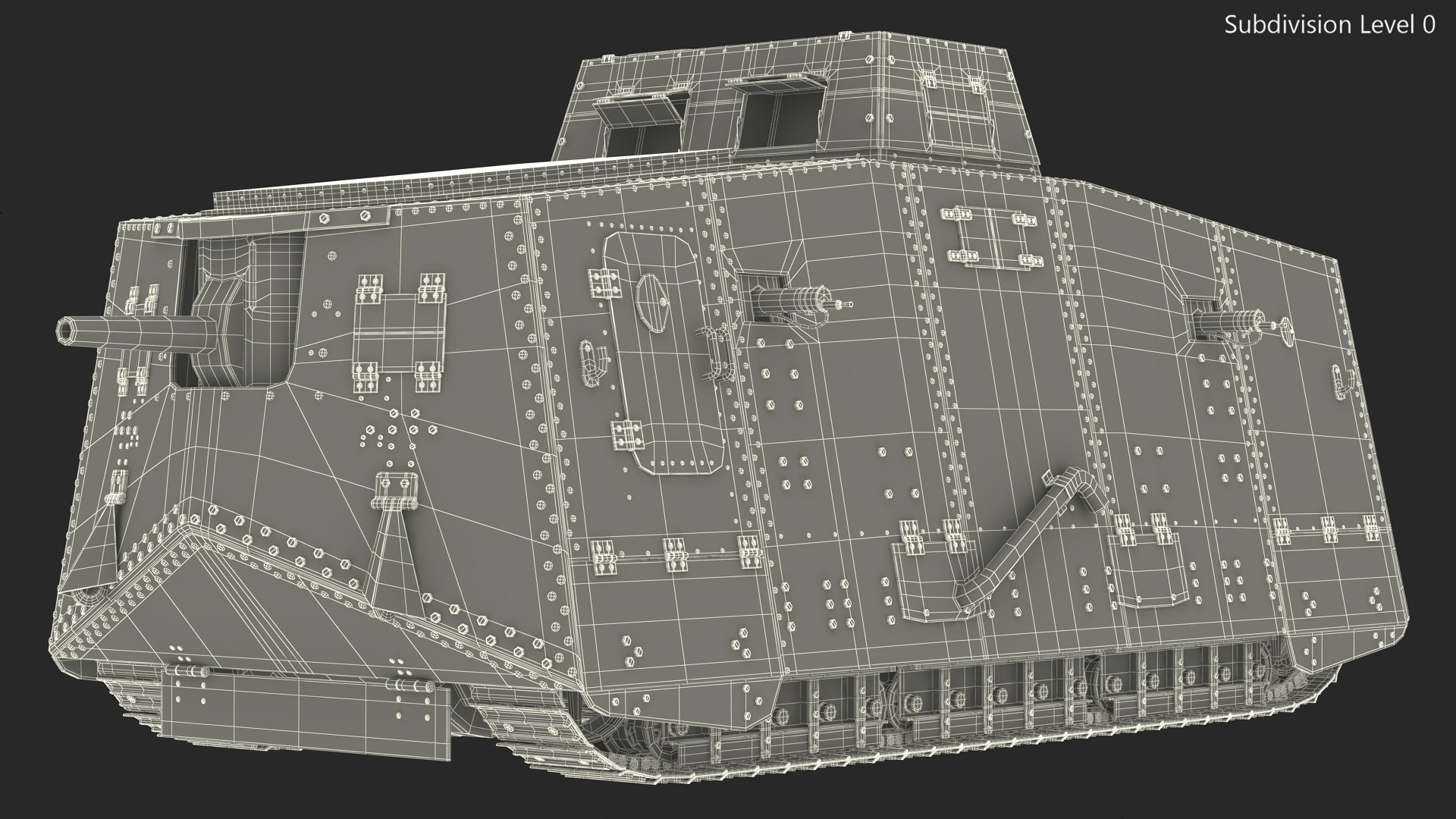 3D WWI German A7V Heavy Tank Rusted Rigged - TurboSquid 2167662