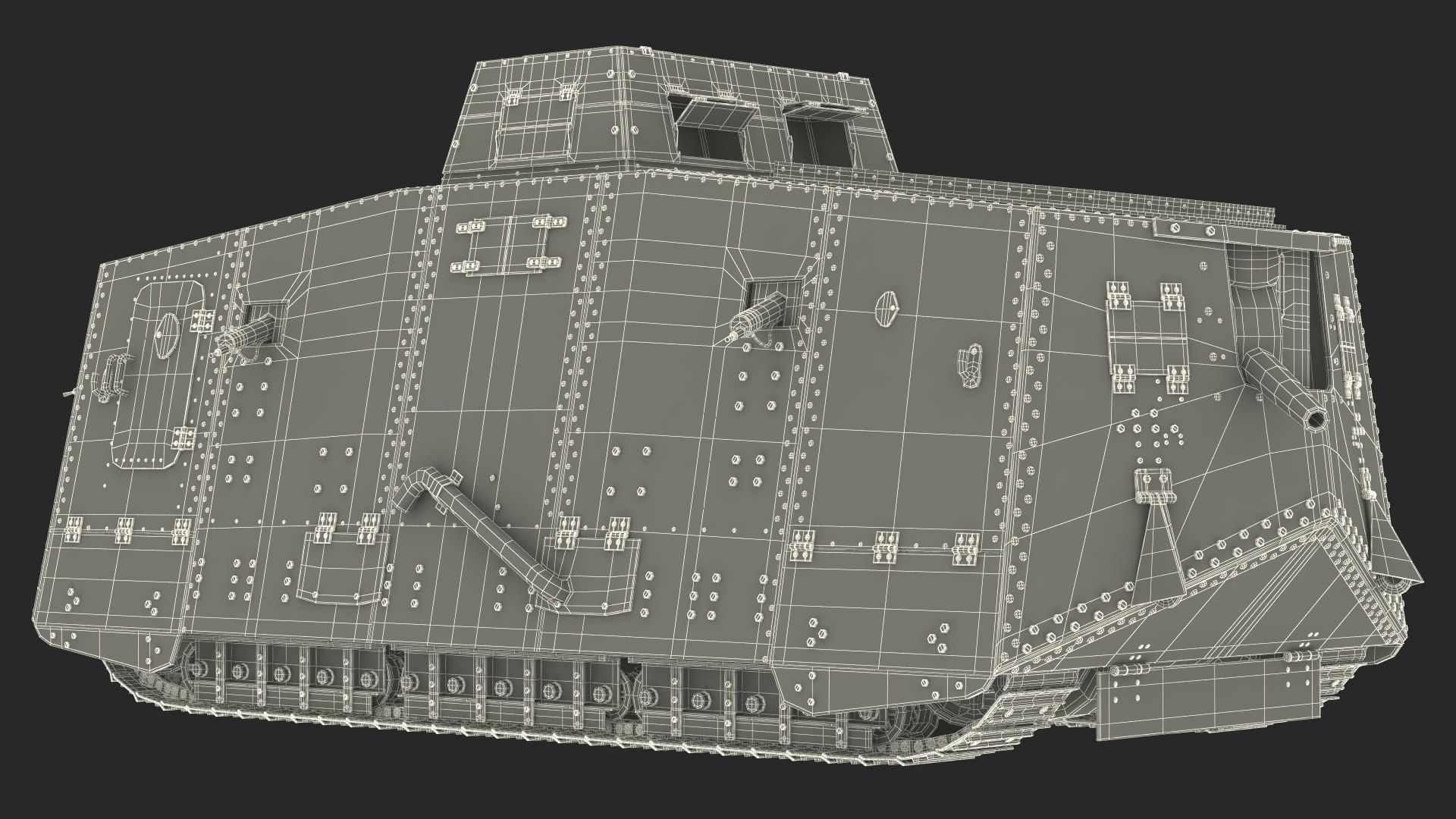 3D WWI German A7V Heavy Tank Rusted Rigged - TurboSquid 2167662