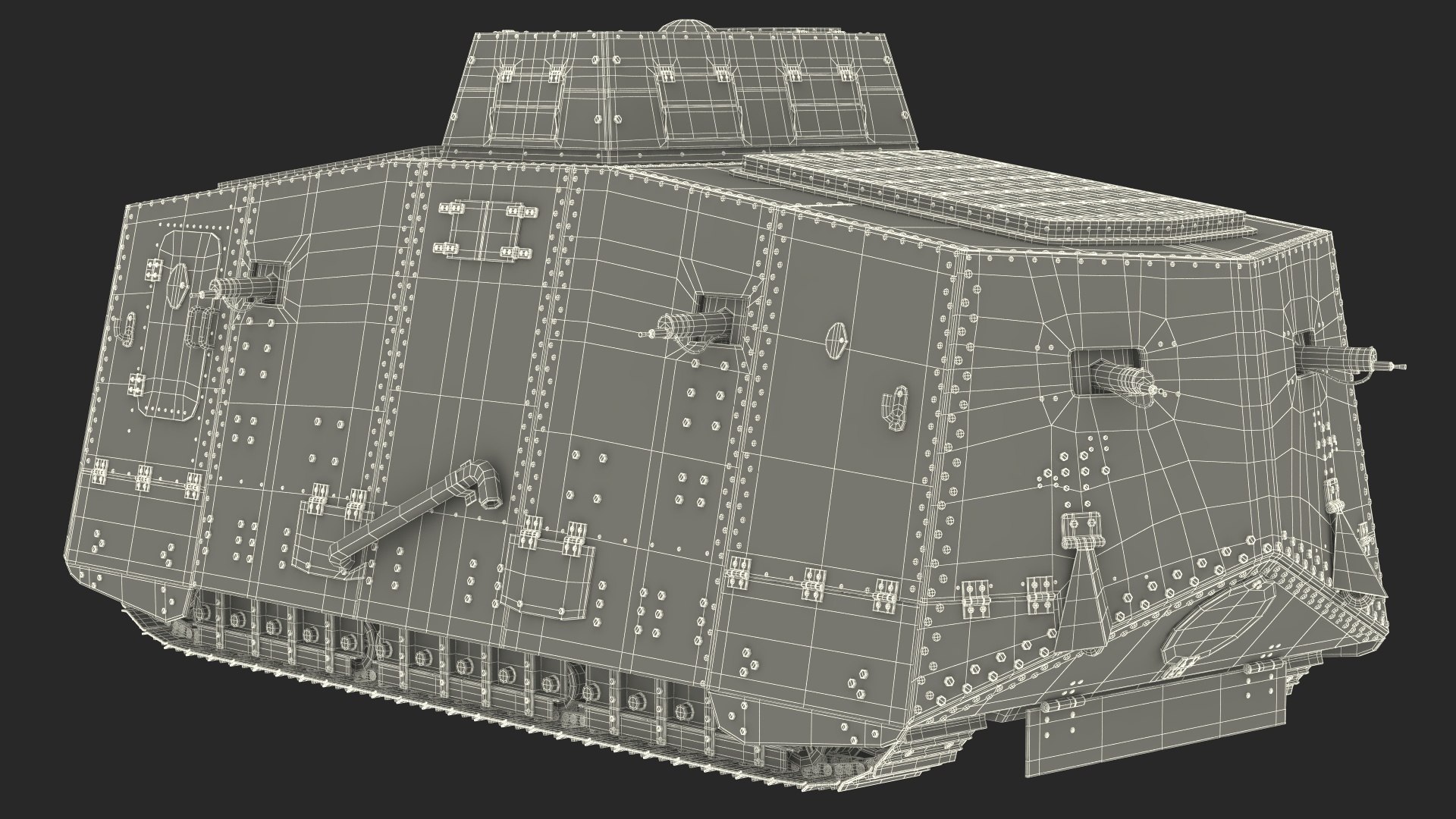 3D WWI German A7V Heavy Tank Rusted Rigged - TurboSquid 2167662