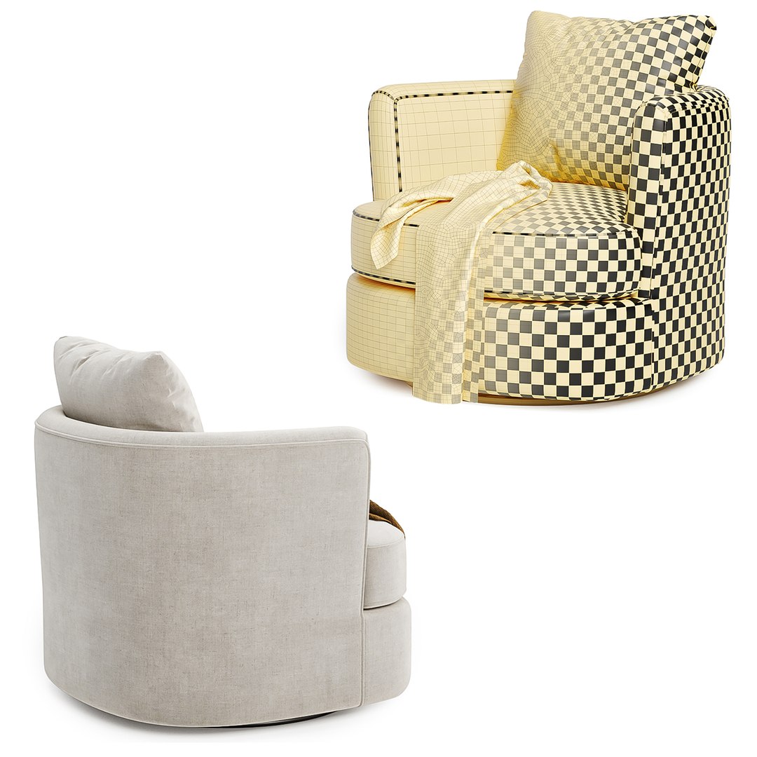 Zarren Upholstered Swivel Barrel Chair Model - TurboSquid 2261144