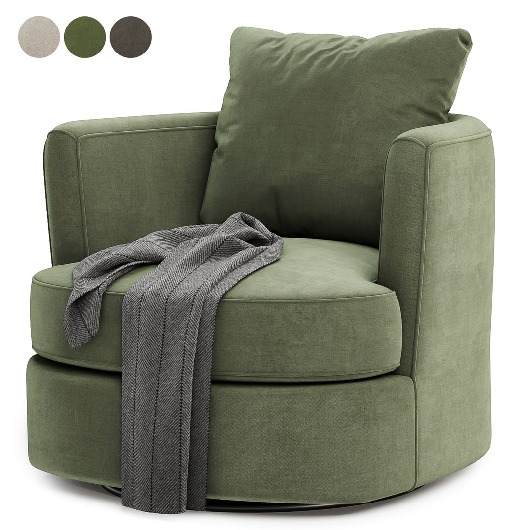 Zarren Upholstered Swivel Barrel Chair Model - TurboSquid 2261144