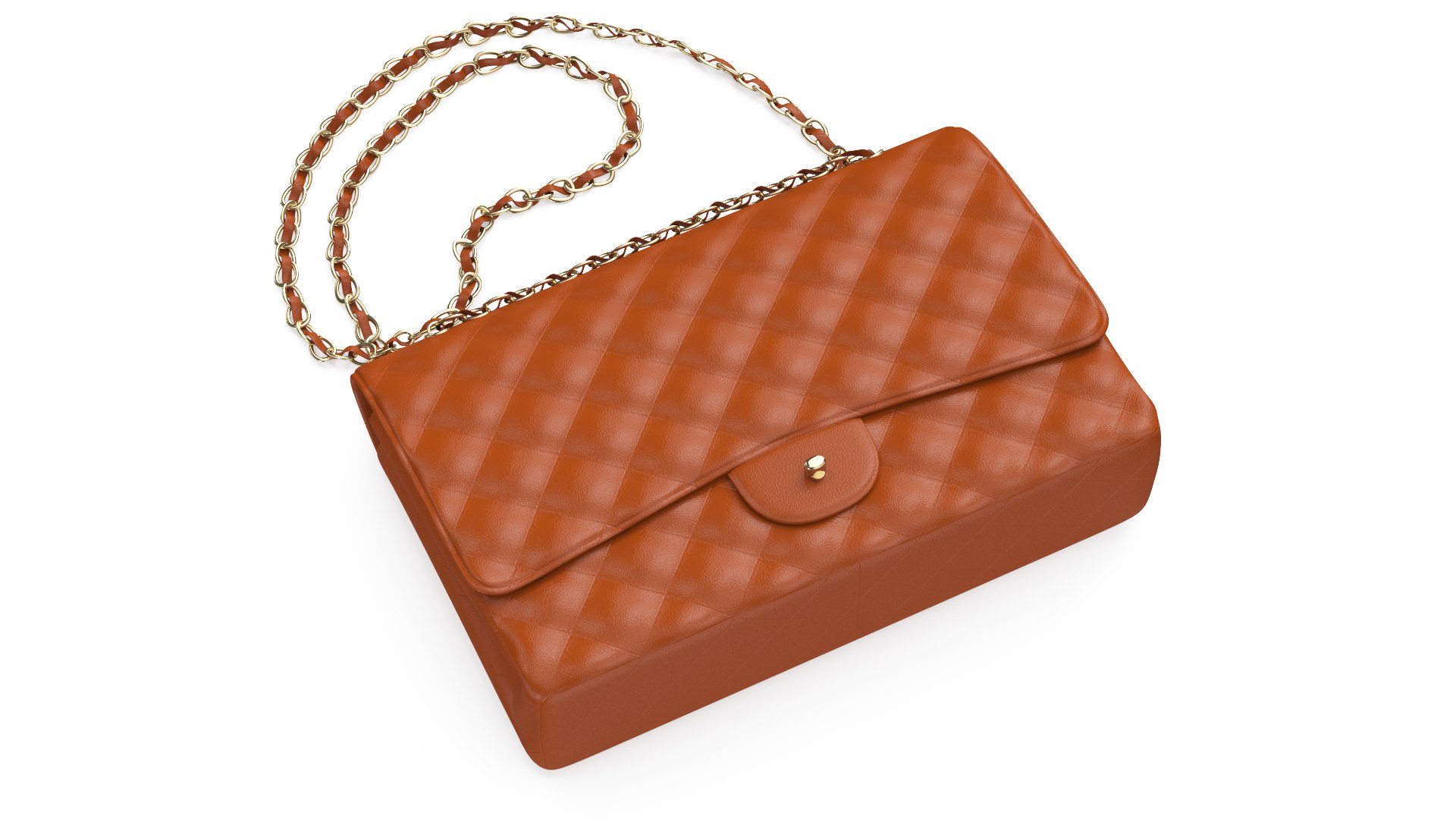 Ladies Classic Leather Handbag Brown 3D model - TurboSquid 2101389