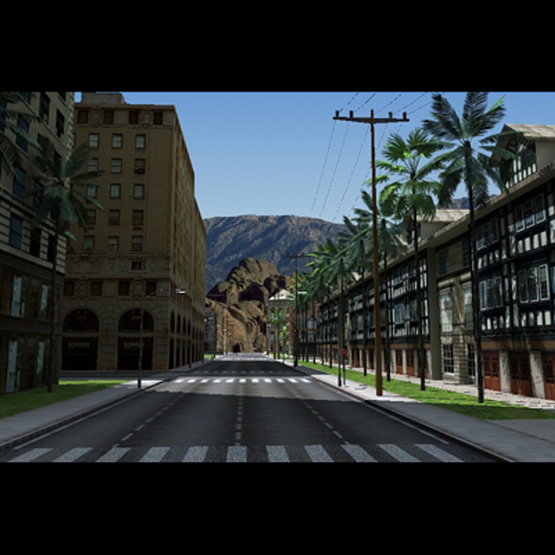 3d City Road Street Building