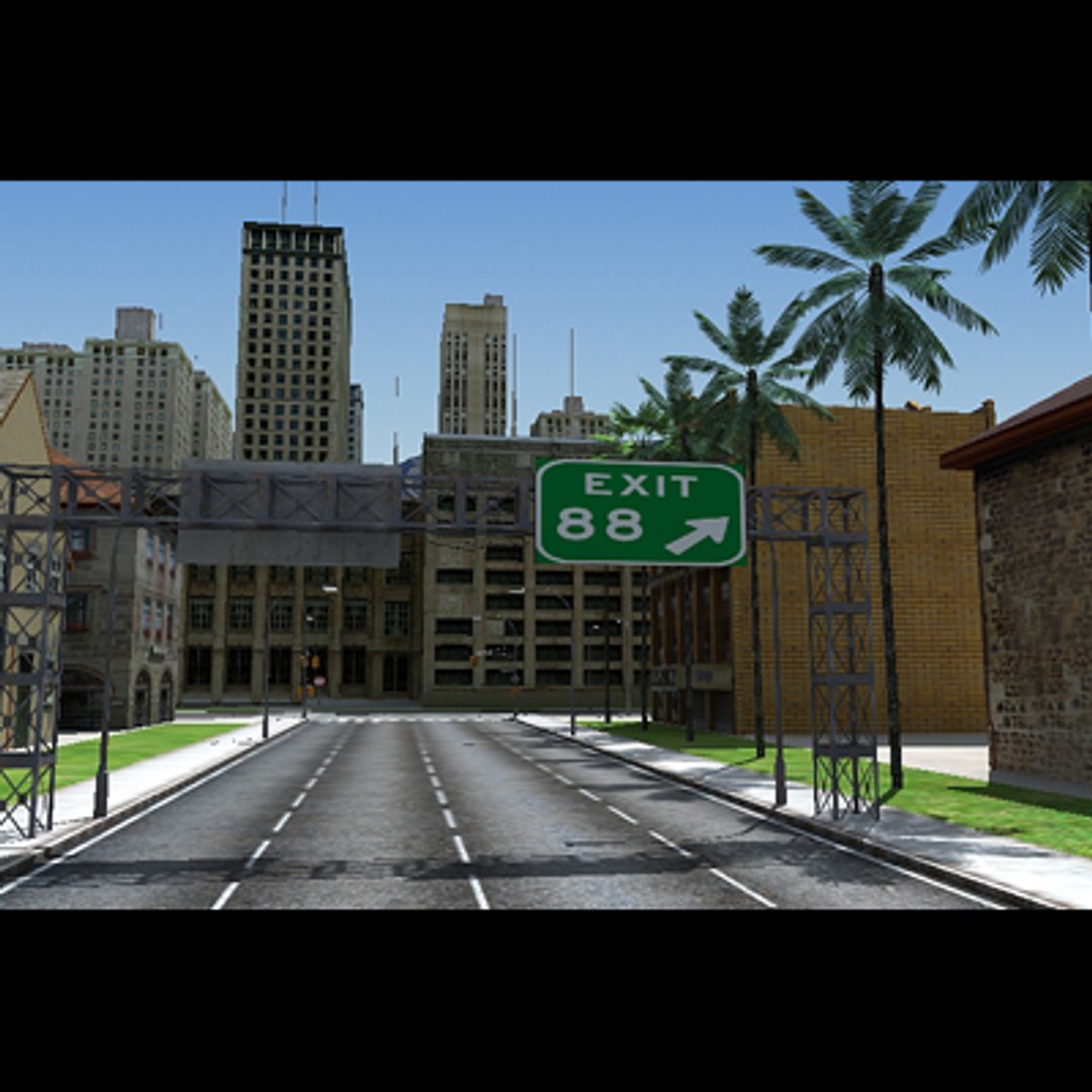 3d City Road Street Building