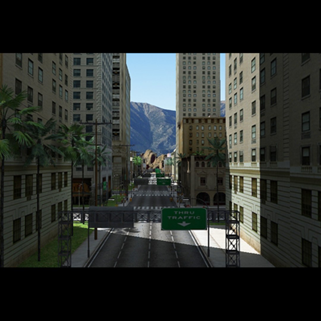 3d City Road Street Building