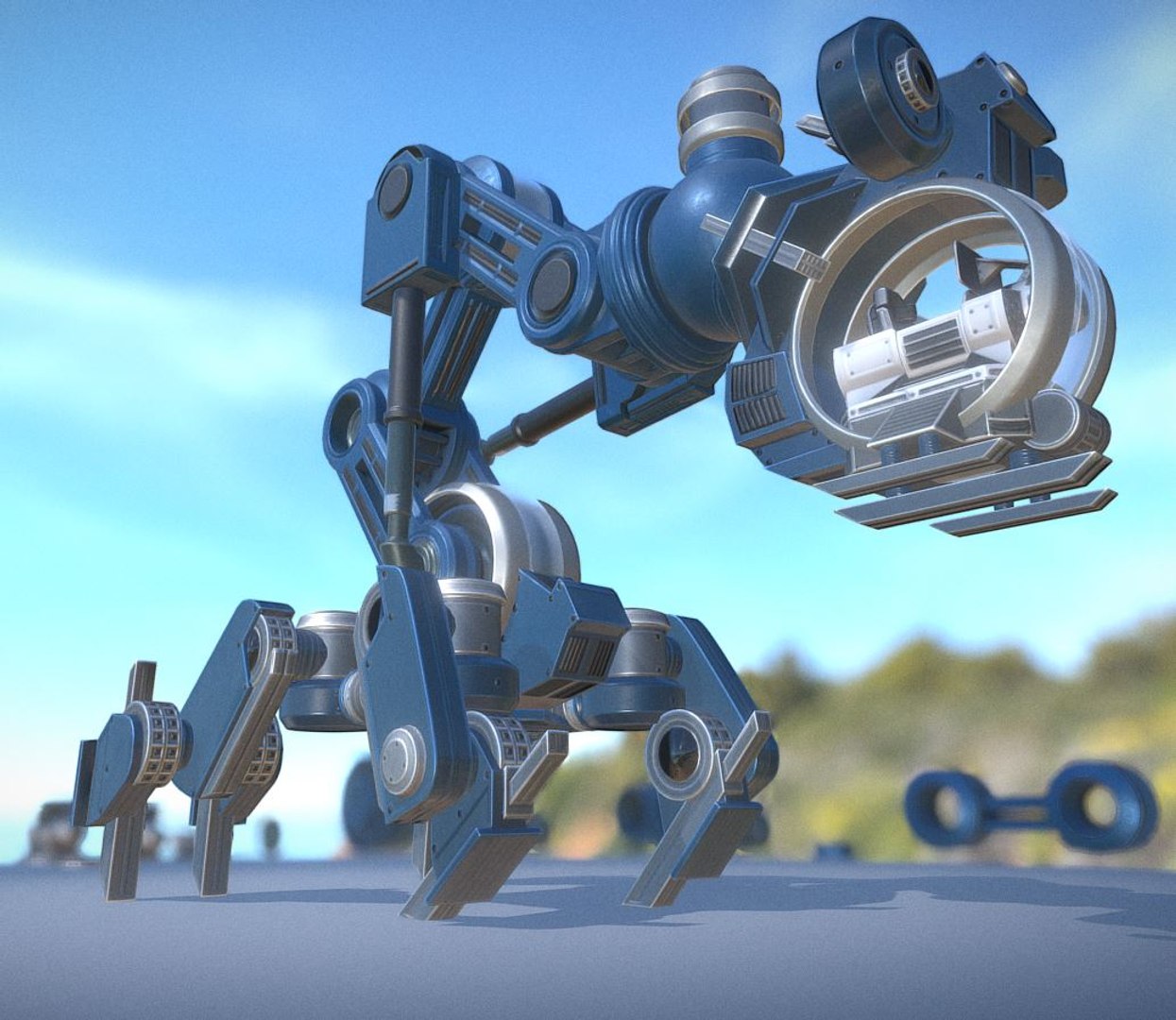 3d Model Walking Mech Neck Blue