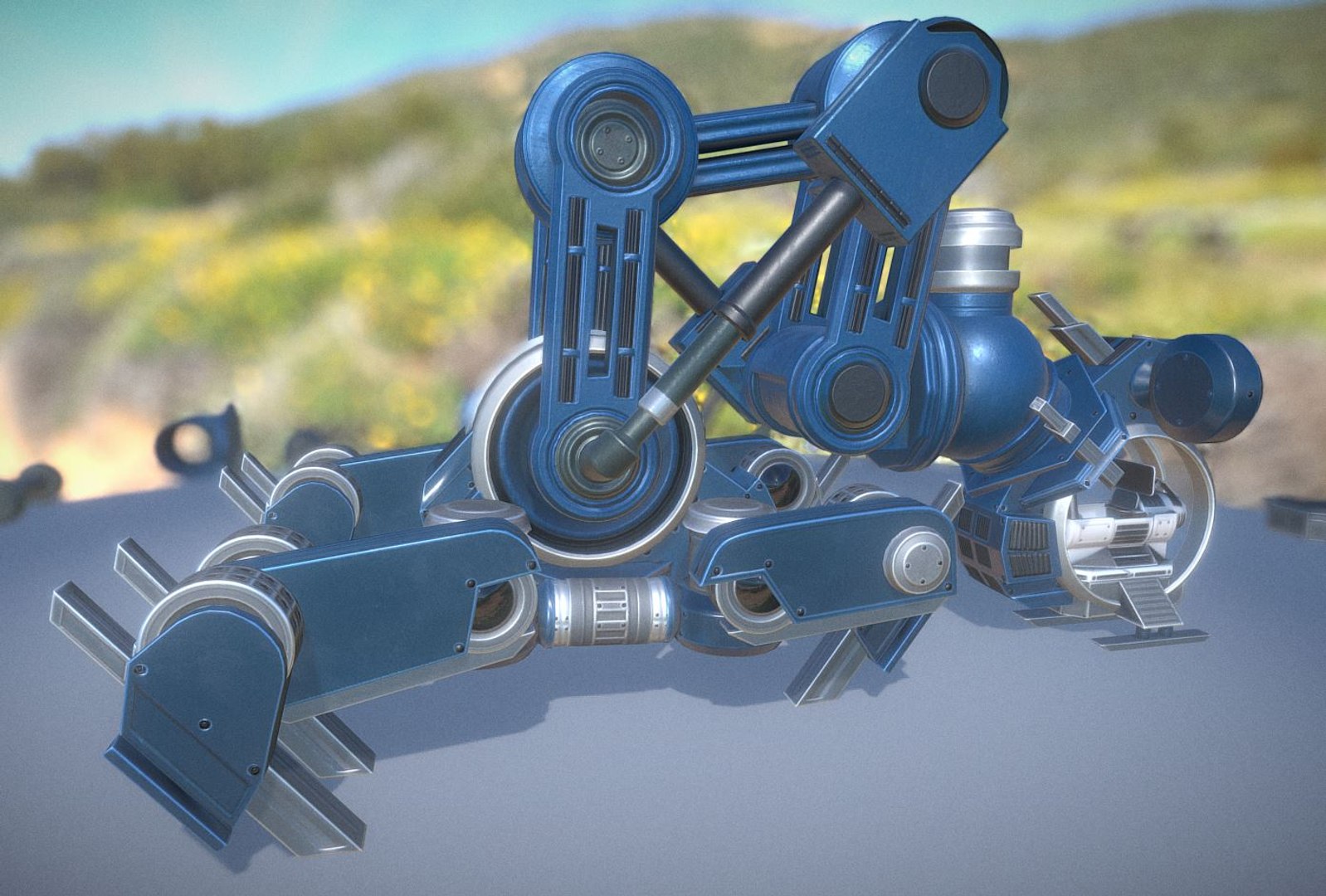 3d Model Walking Mech Neck Blue