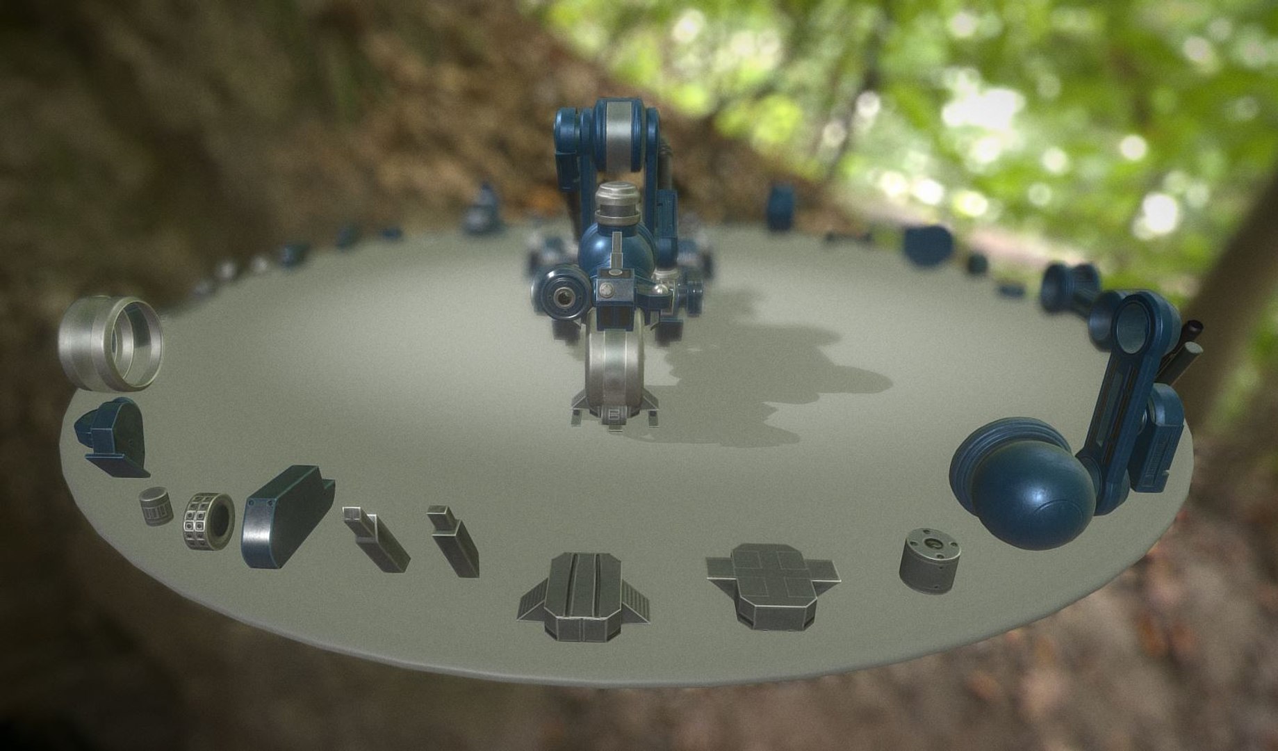 3d Model Walking Mech Neck Blue