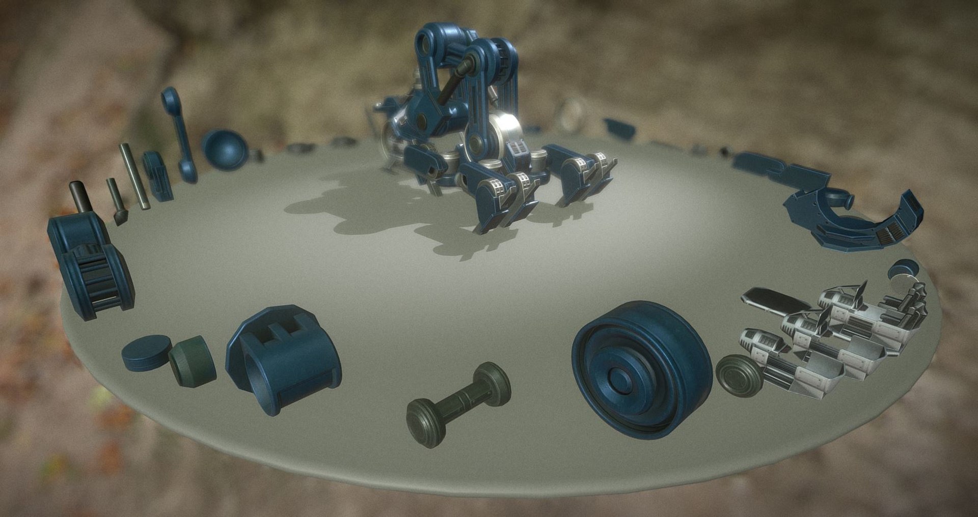 3d Model Walking Mech Neck Blue