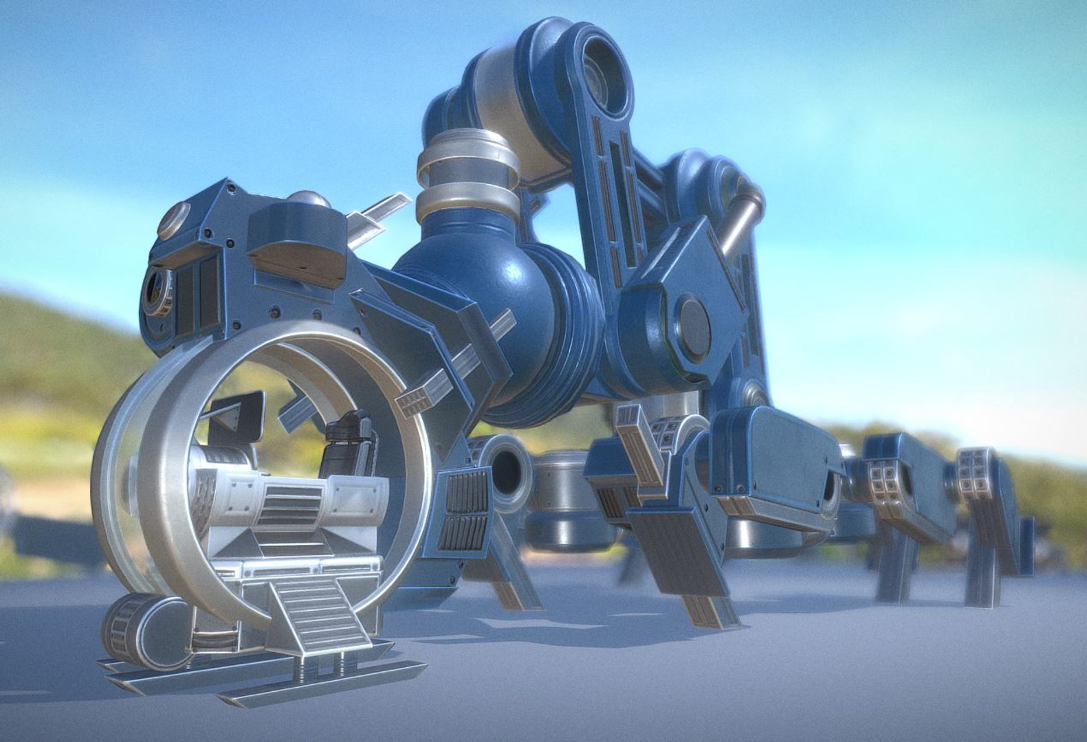 3d Model Walking Mech Neck Blue