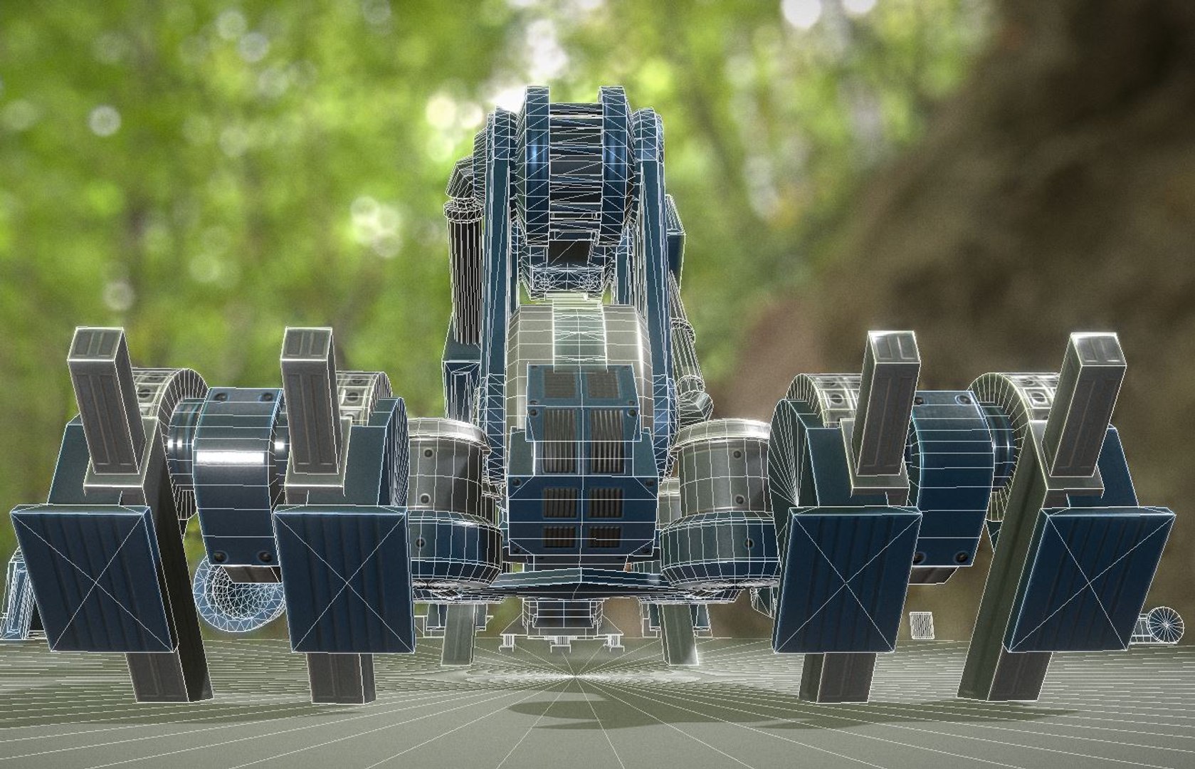 3d Model Walking Mech Neck Blue