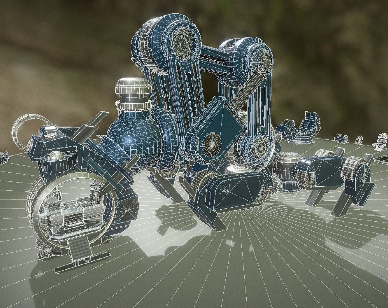 3d Model Walking Mech Neck Blue