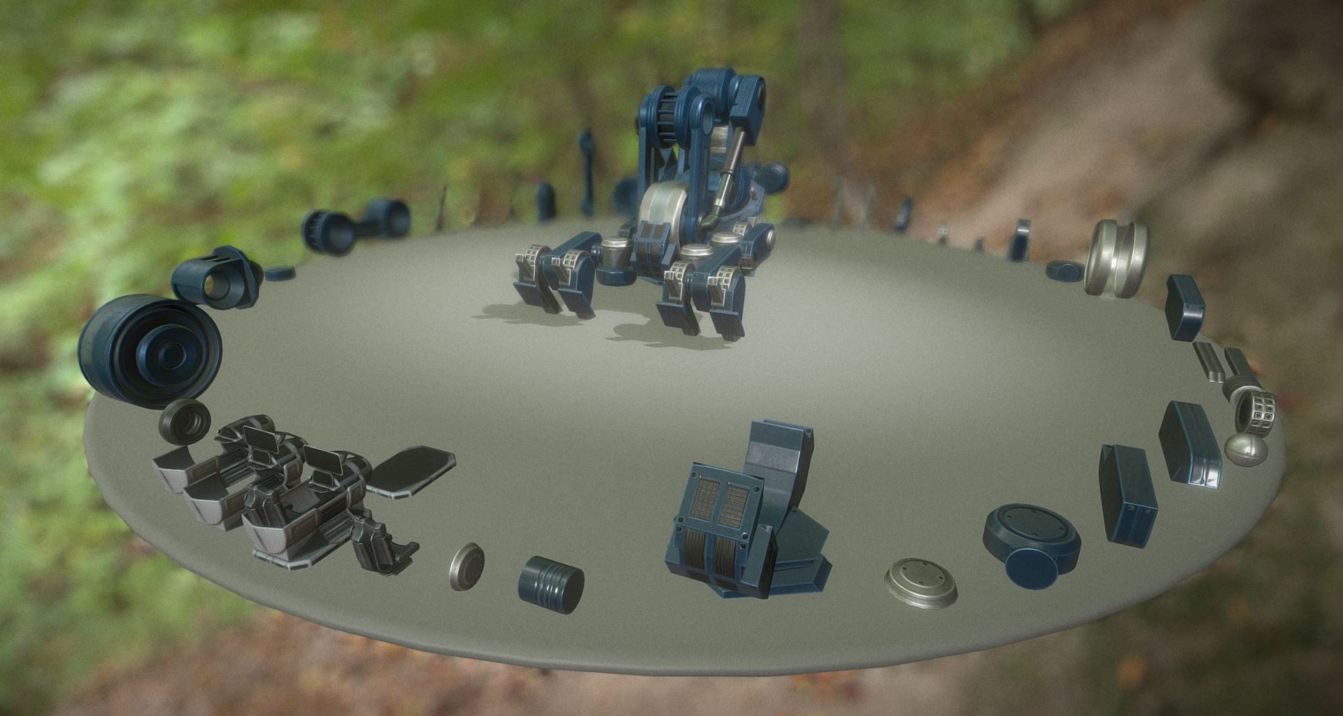3d Model Walking Mech Neck Blue