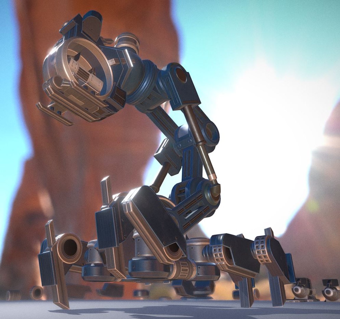 3d Model Walking Mech Neck Blue