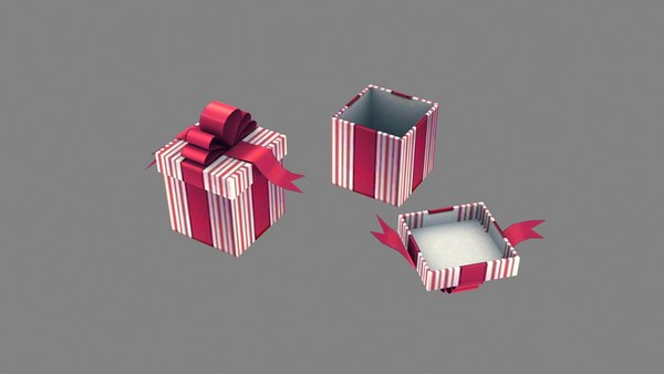 Cartoon striped ribbon gift box Low-poly 3D model 3D - TurboSquid 1960669