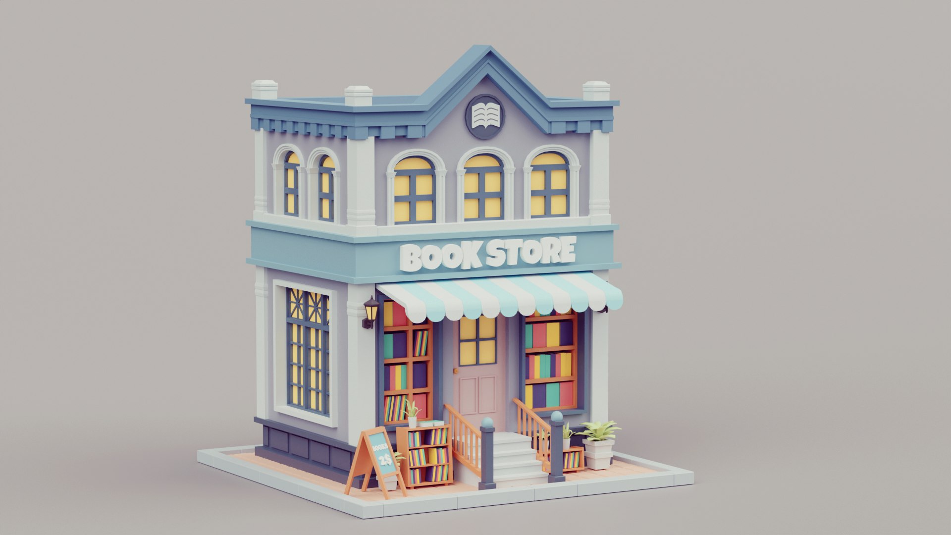Cartoon Bookstore 01 3D Model - TurboSquid 2161500