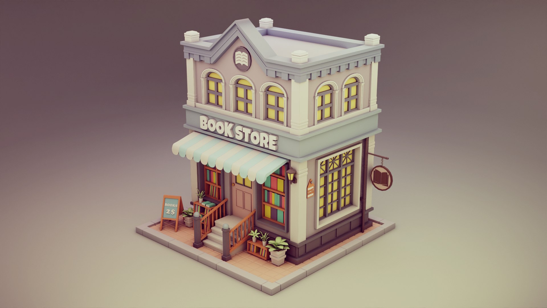 Cartoon bookstore 01 3D model - TurboSquid 2161500