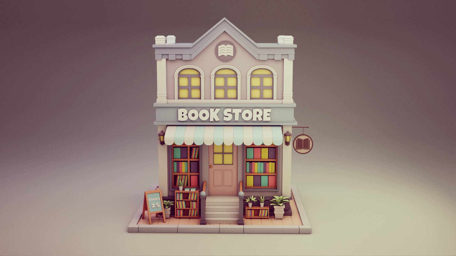 Cartoon bookstore 01 3D model - TurboSquid 2161500