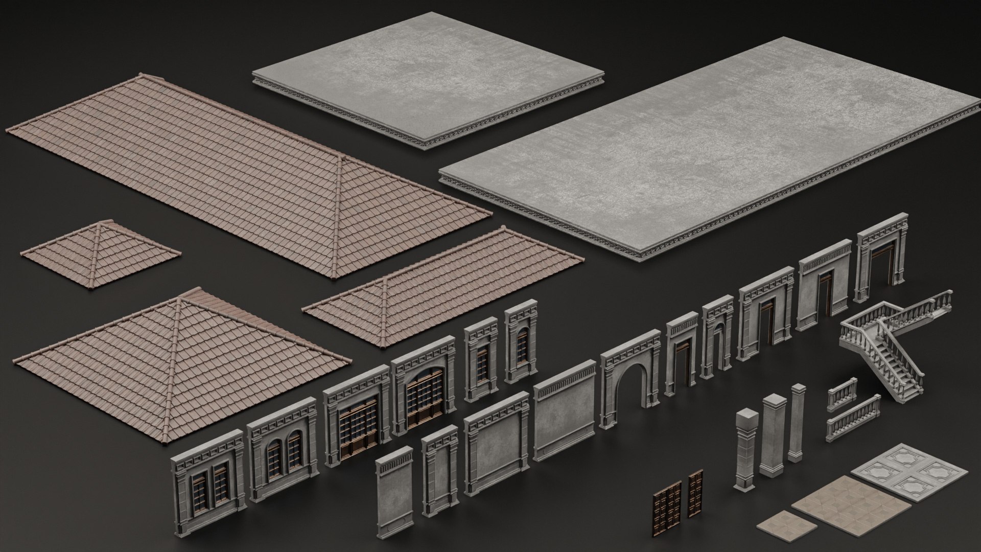 CLASSIC EUROPEAN KITBASH 04 MODULAR BUILDING WITH INTERIOR 3D Model ...