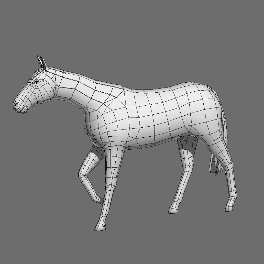 3d horse black rigged model