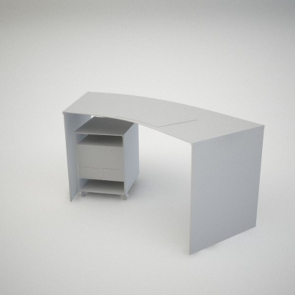 3d model curved office table