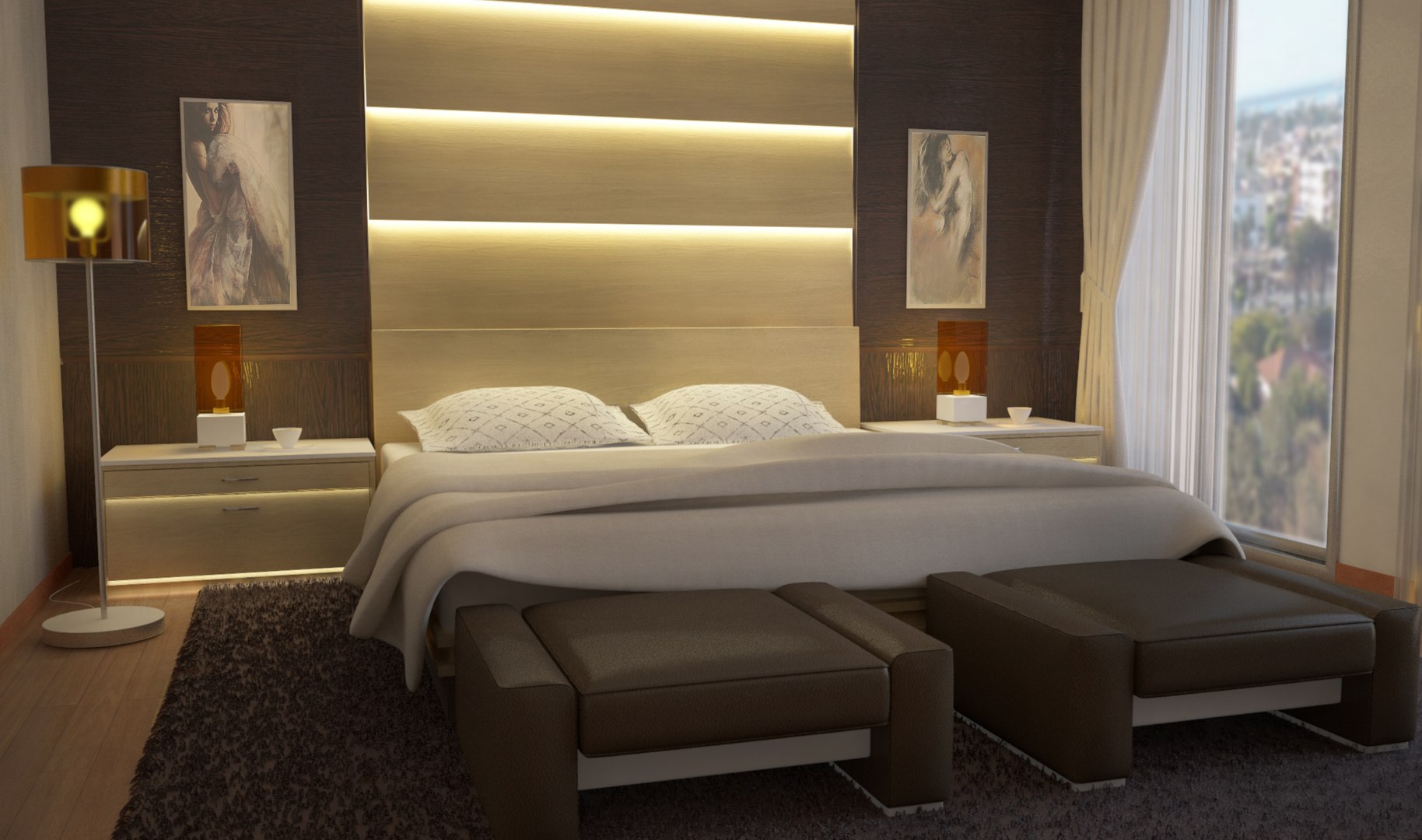 Bedroom Scene Model - TurboSquid 1300343