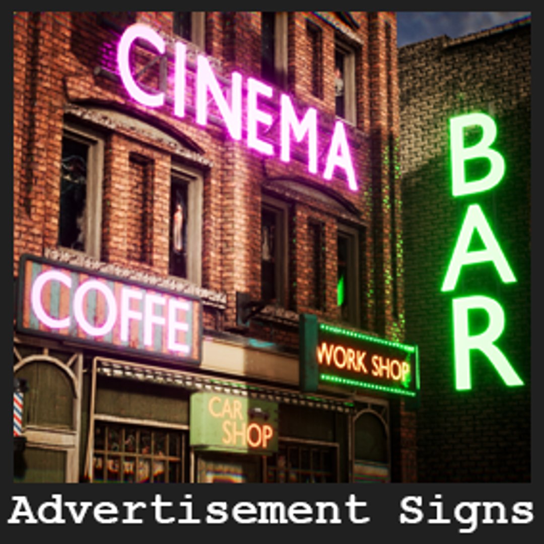 Metal Advertisement Signs 12 Assets 3D Model - TurboSquid 2111441