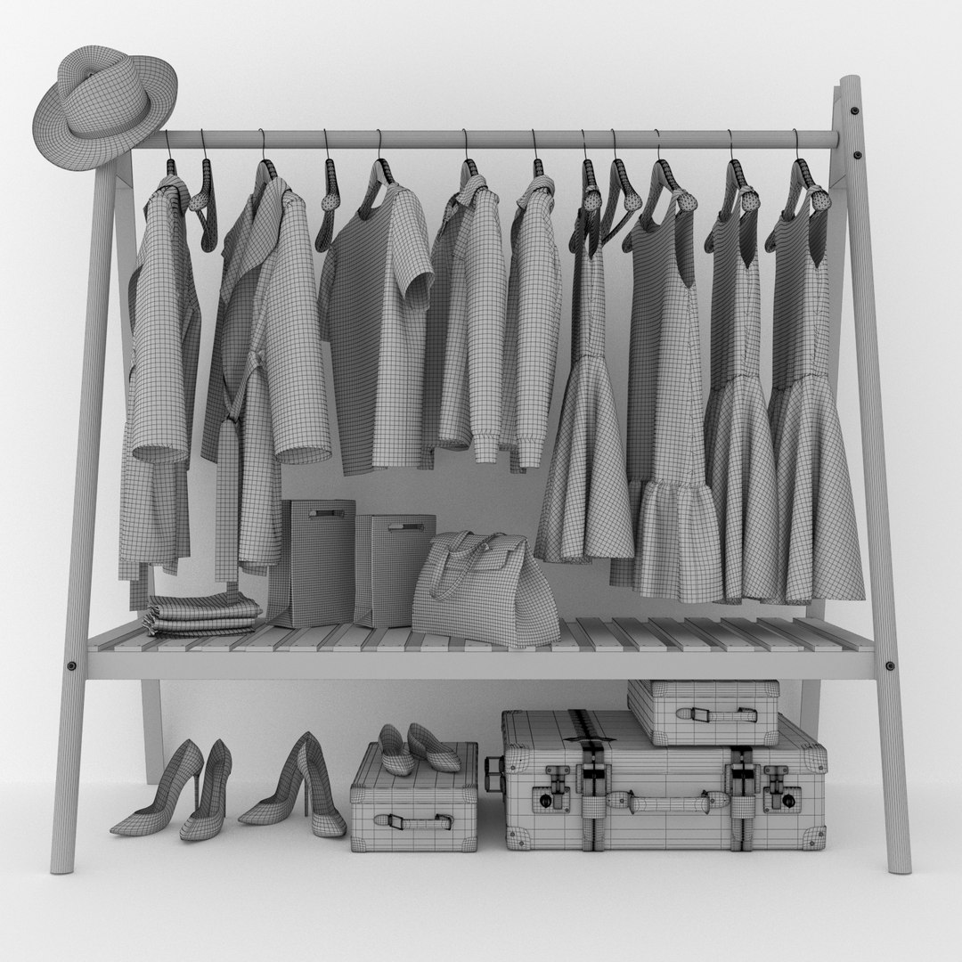 3D Clothing Rack Model - TurboSquid 1535195