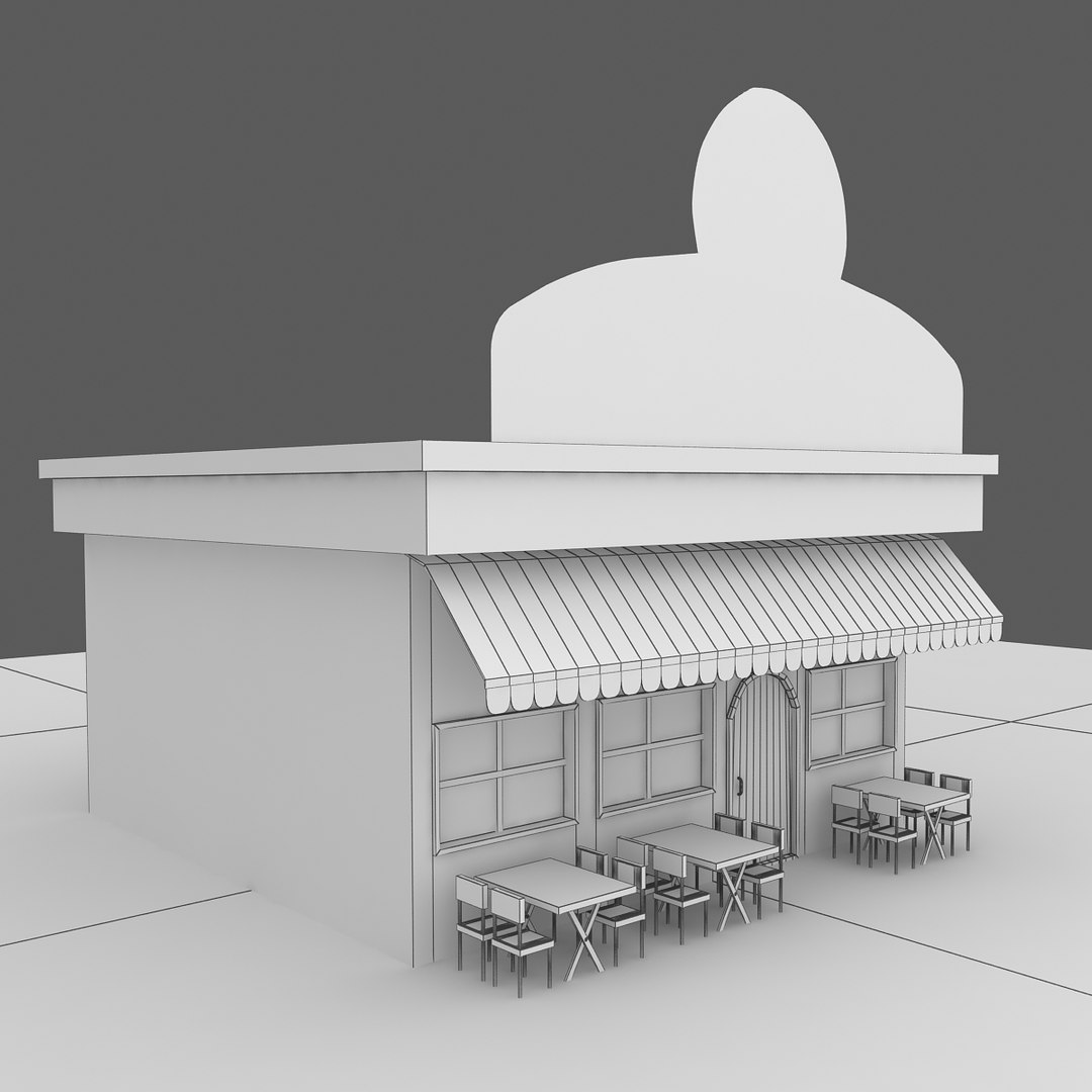 Cartoon Cafe Toon Model - TurboSquid 1342563