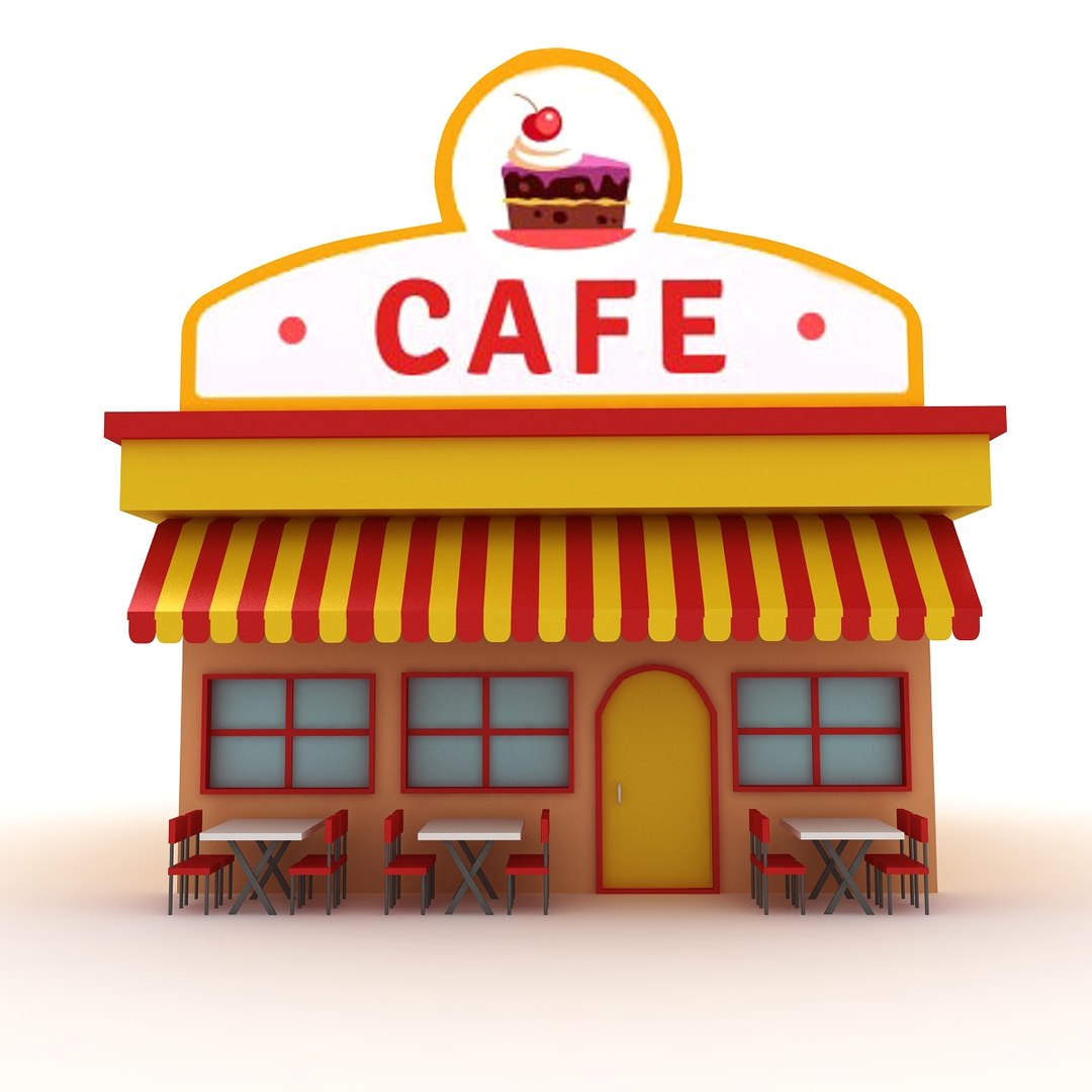 Cartoon cafe toon model - TurboSquid 1342563