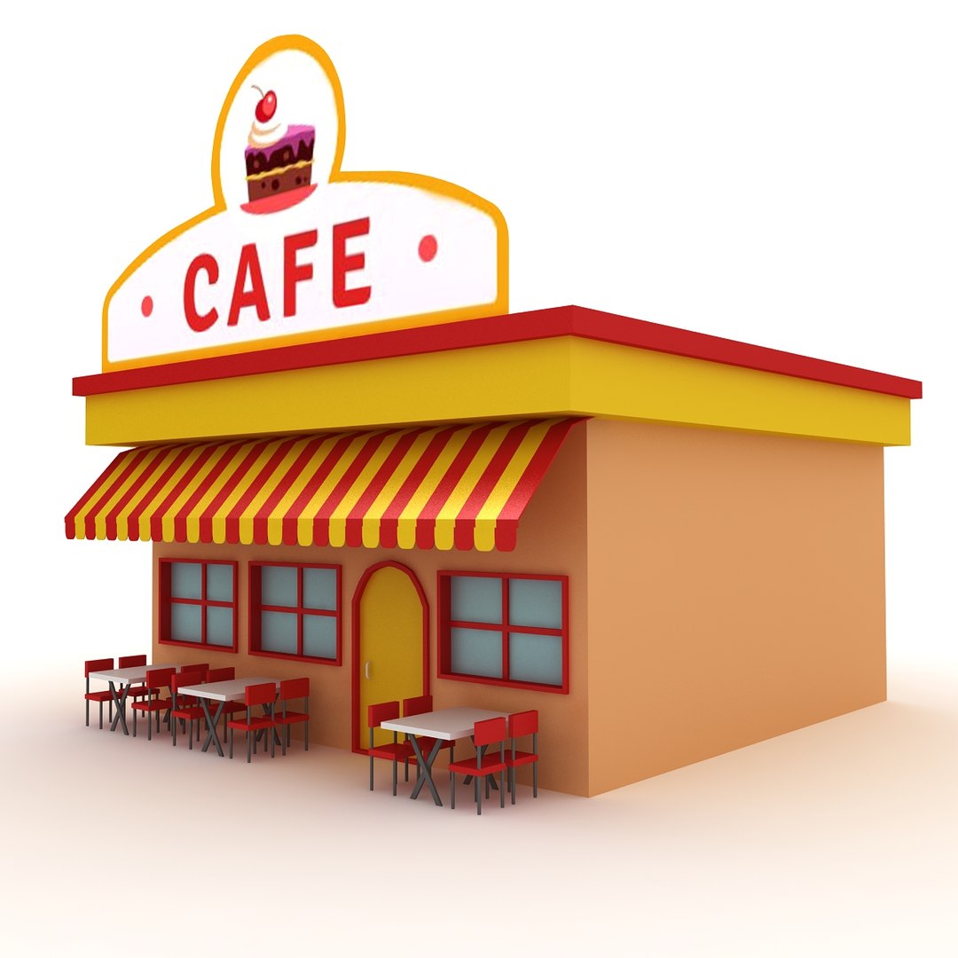 Cartoon Cafe Toon Model - TurboSquid 1342563