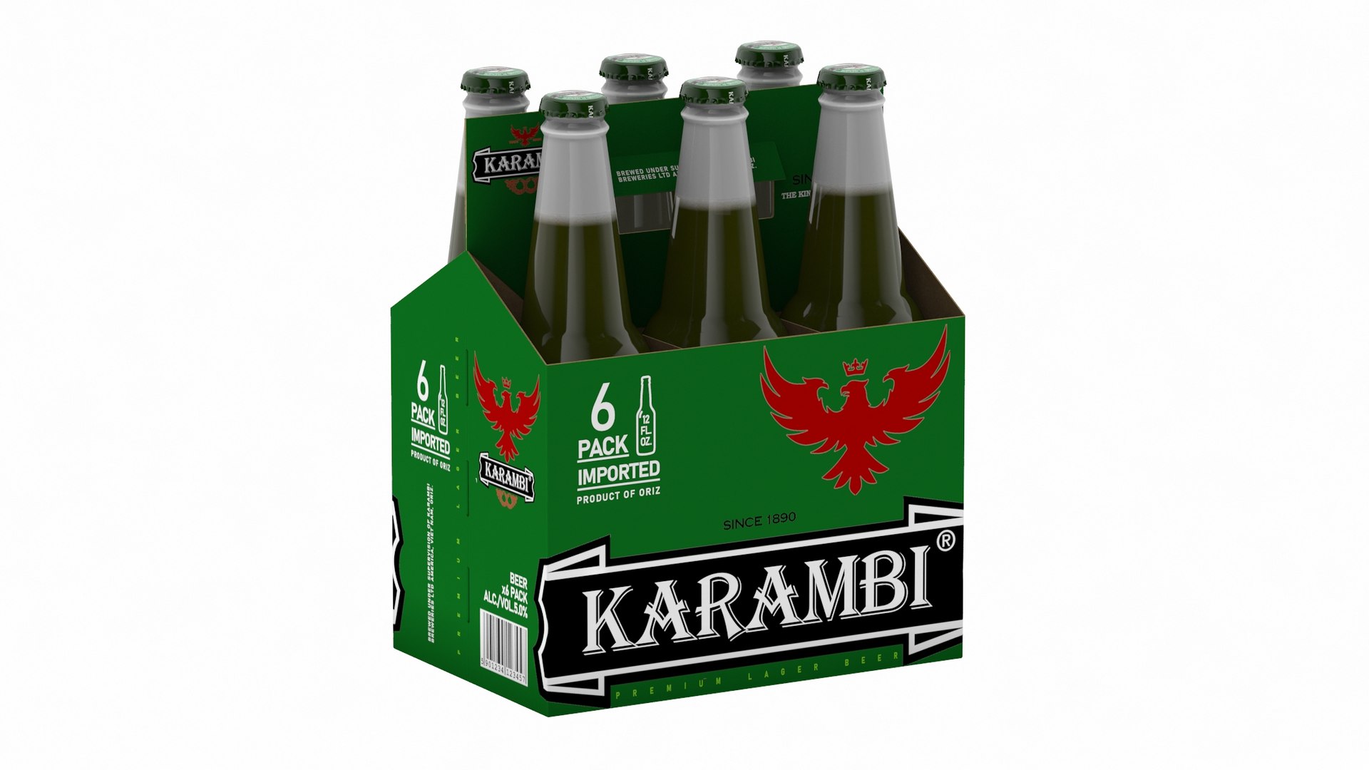 3D Beer 12 Oz Pack 6 Bottles PBR Realistic Model - TurboSquid 2046927