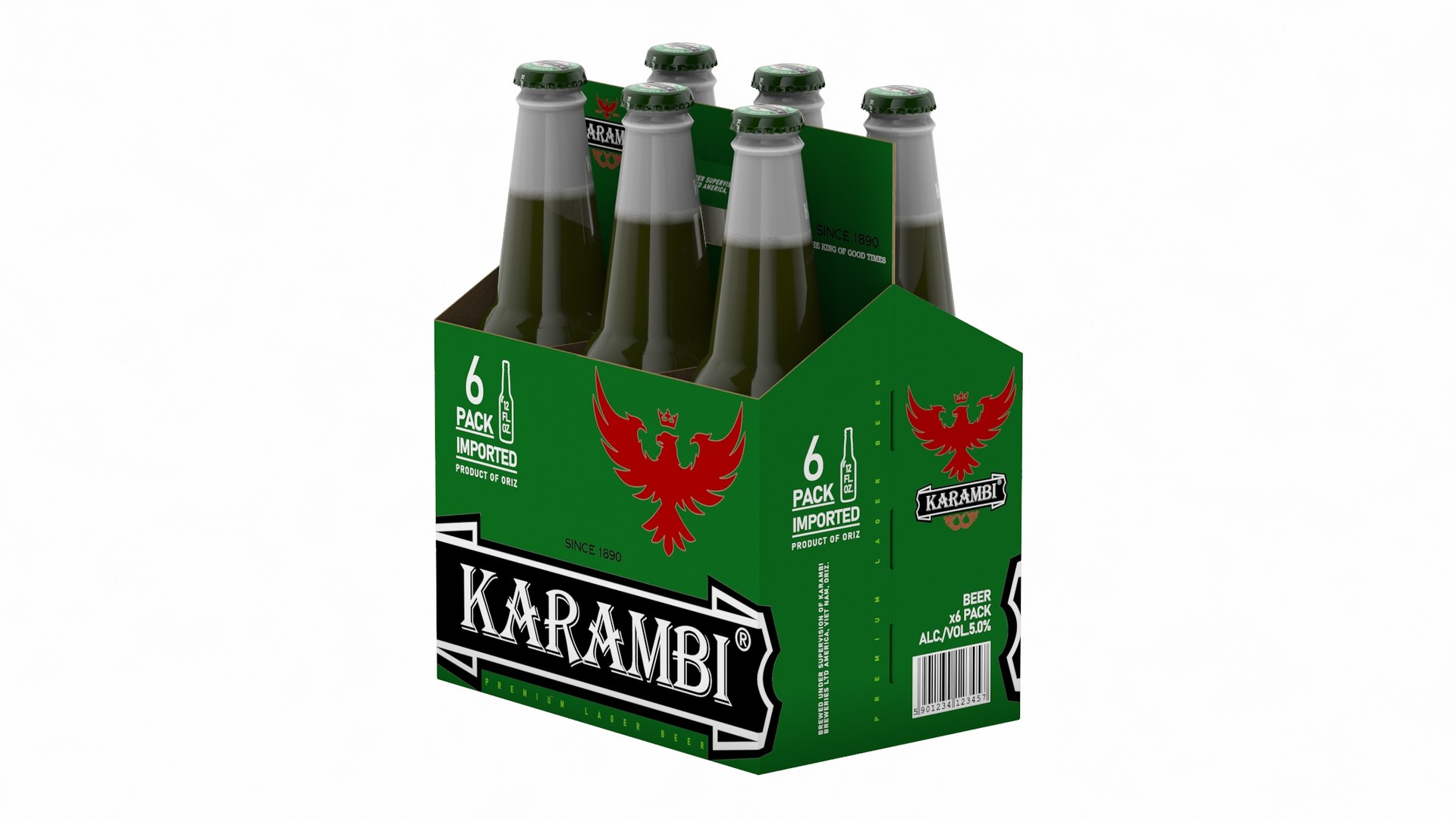 3D Beer 12 Oz Pack 6 Bottles PBR Realistic Model - TurboSquid 2046927