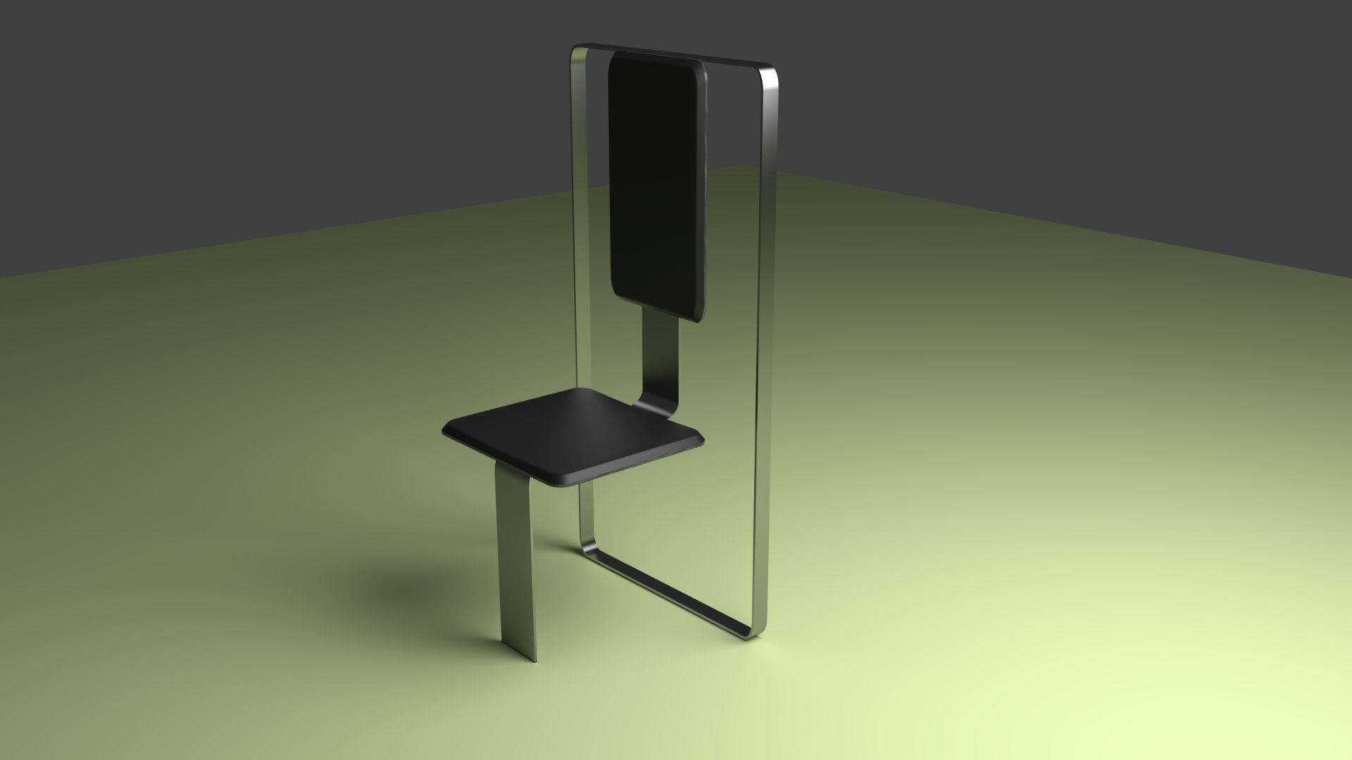 3D The Rectangle Chair Suspended Wood Leather And Chrome - TurboSquid ...