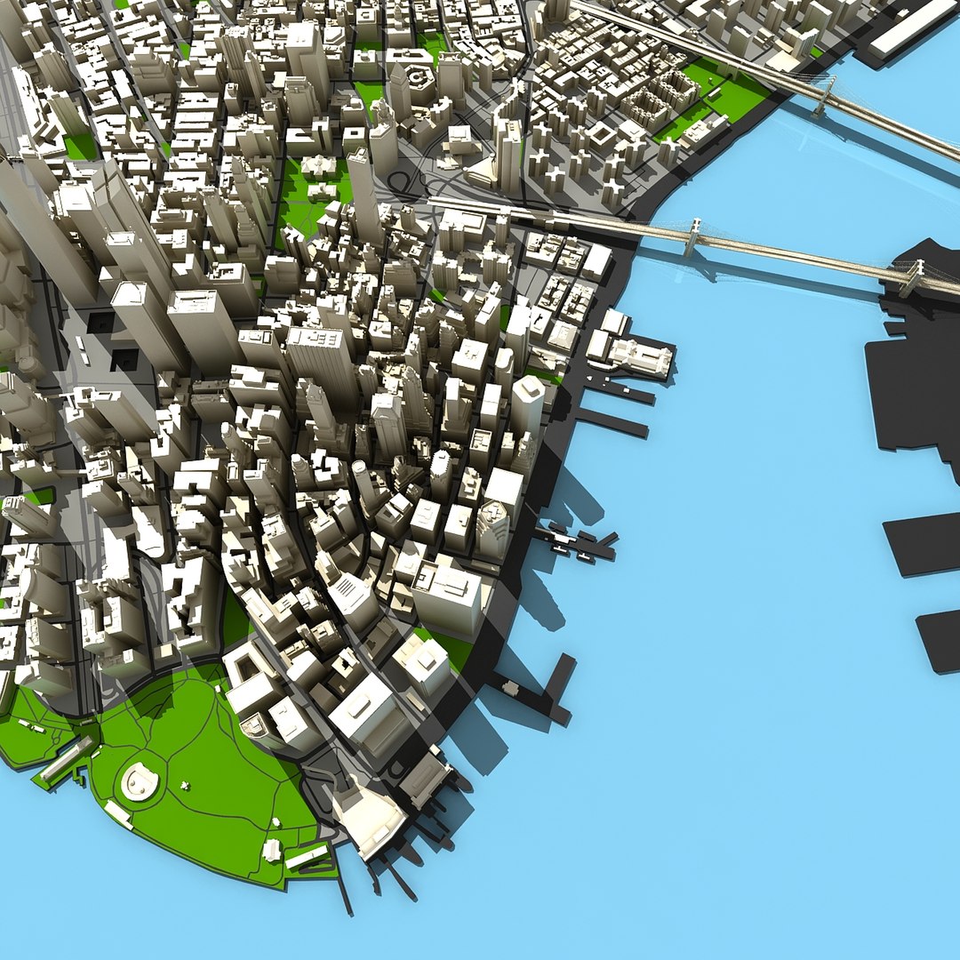 3d Lower Manhattan Streets Wall Model