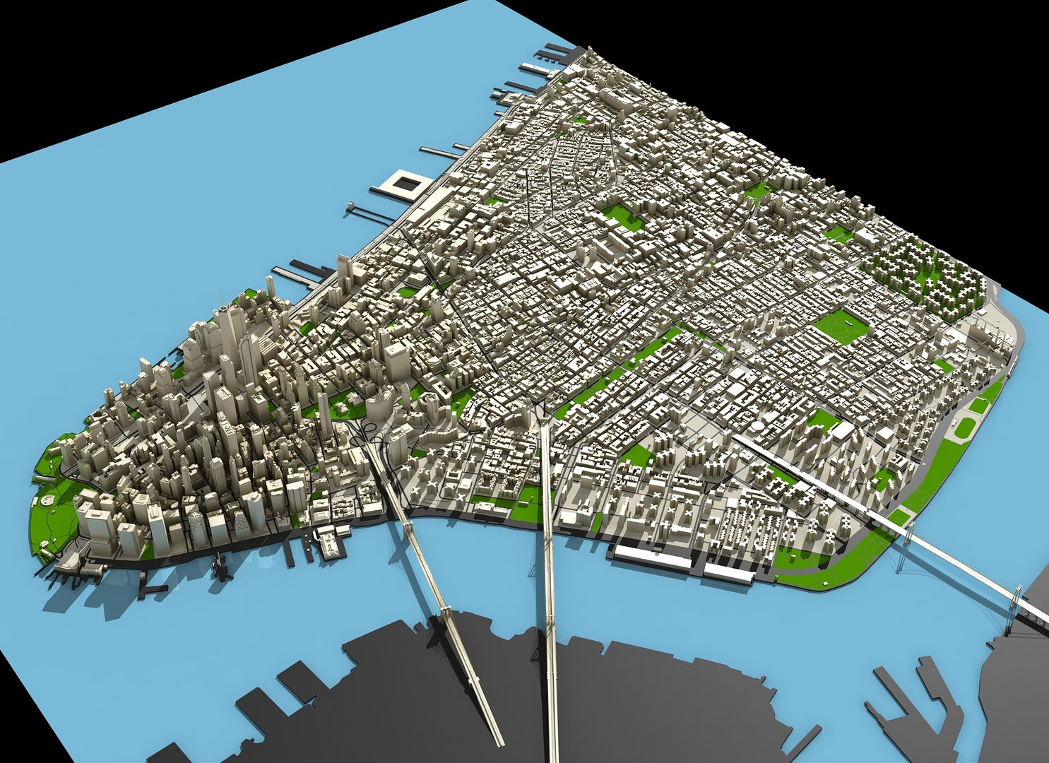 3d Lower Manhattan Streets Wall Model