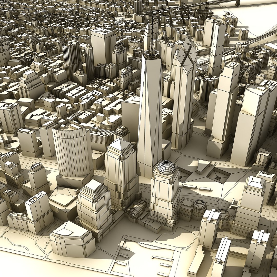 3d lower manhattan streets wall model