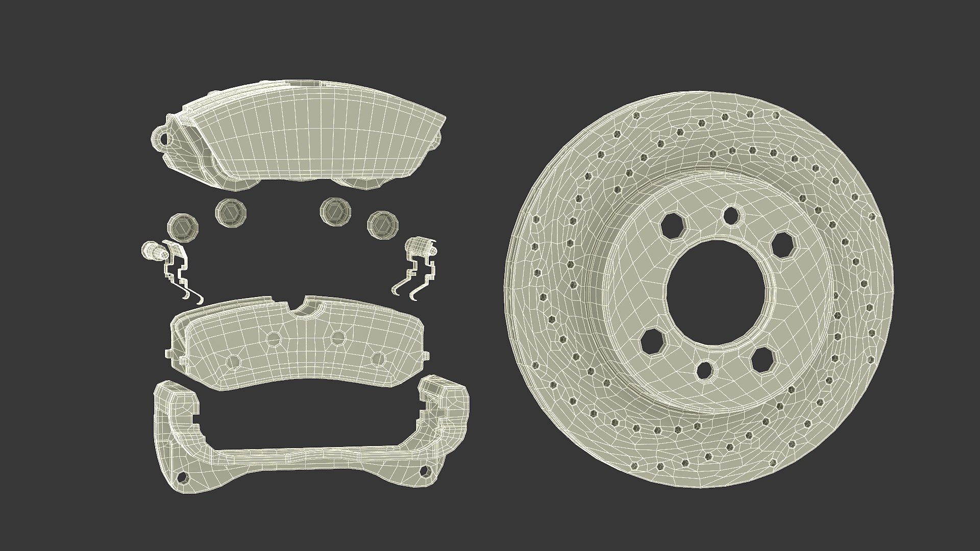 Drilled And Slotted Brake Disc With Red Caliper 3D Model - TurboSquid ...