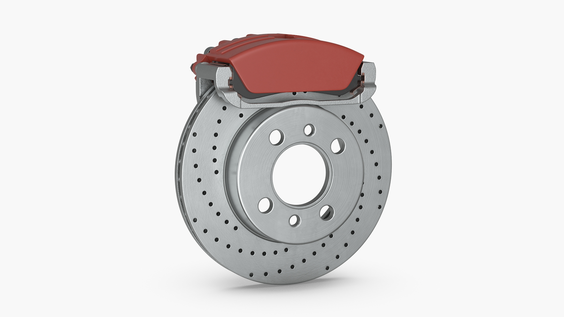 Drilled And Slotted Brake Disc With Red Caliper 3D Model - TurboSquid ...