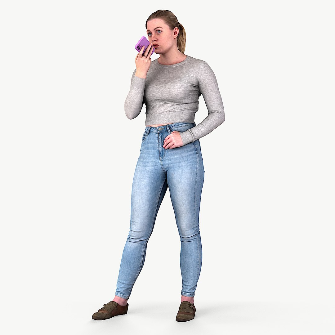 3D model Voice Messaging Girl in Casual Outfit - TurboSquid 2066689
