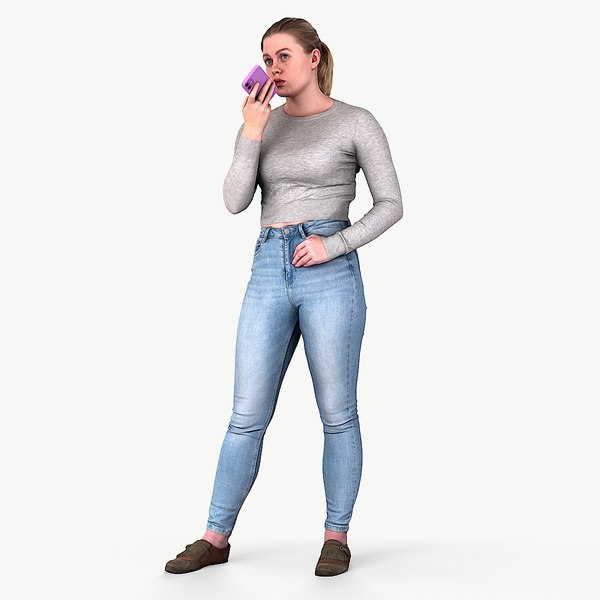 modelo 3d Voice Messaging Girl in Casual Outfit - TurboSquid 2066689
