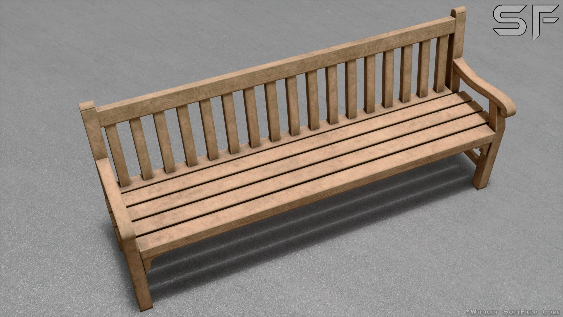 3D CITY Street Bench Wood SoftField - TurboSquid 2190359